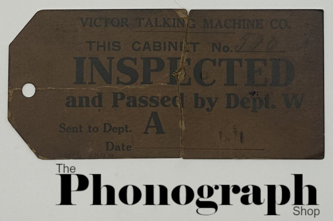 Victor Talking Machine Company Internal Inspection Tag (PS6999-O) – The ...