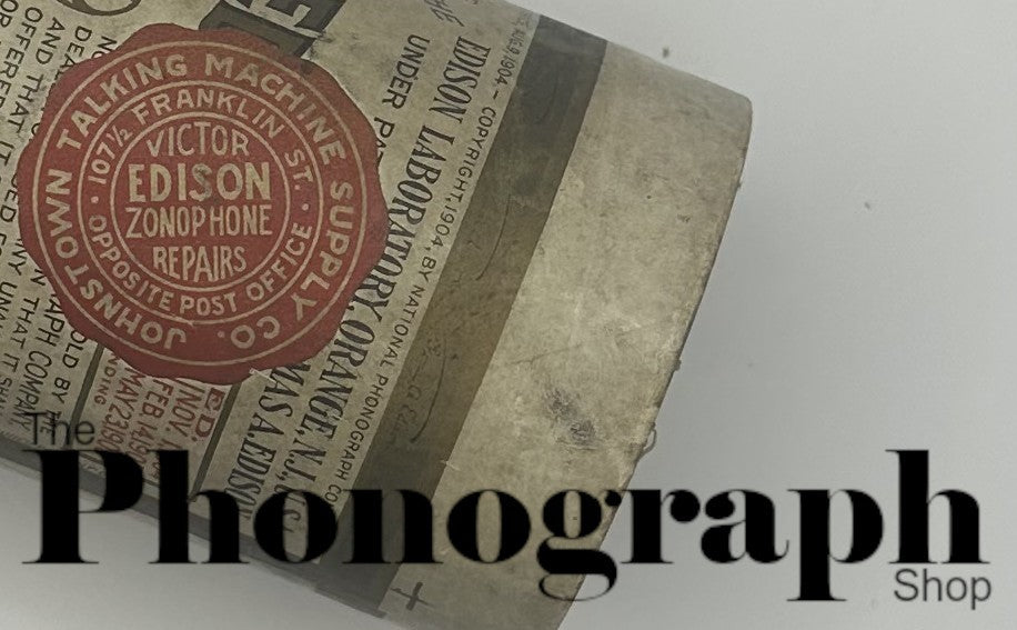 Edison Gold Moulded Cylinder Record Box with JTMSC Advertisement [Empt ...